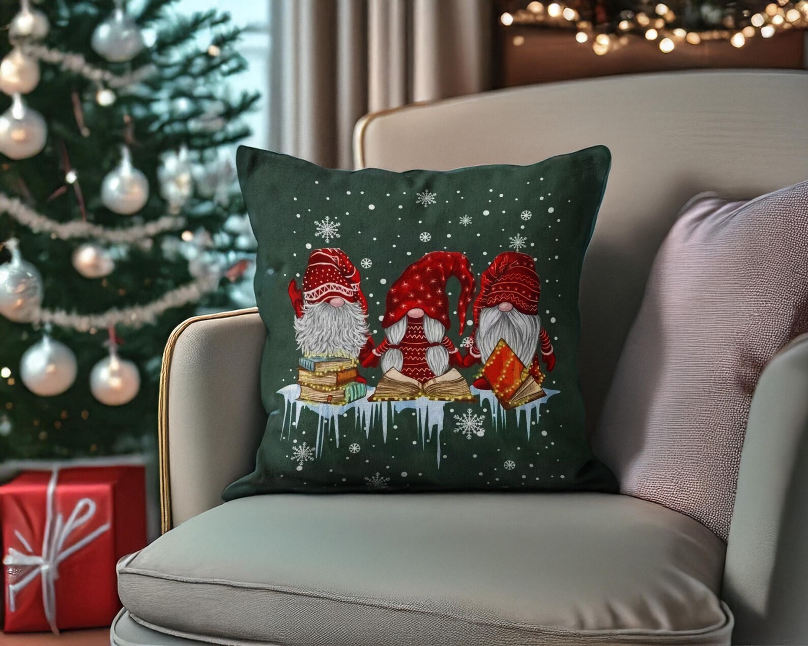 Christmas Gnomes Throw Pillow Cover, Noel Gnome Cushion Case, Xmas ...