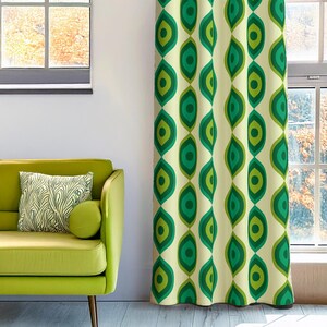 Green Retro Window Treatment, 70s Style Kitchen Valances, Window ...