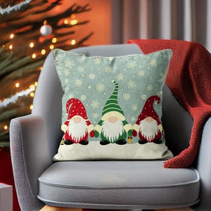 Christmas Gnomes Throw Pillow Cover, Noel Gnome Cushion Case, Xmas ...