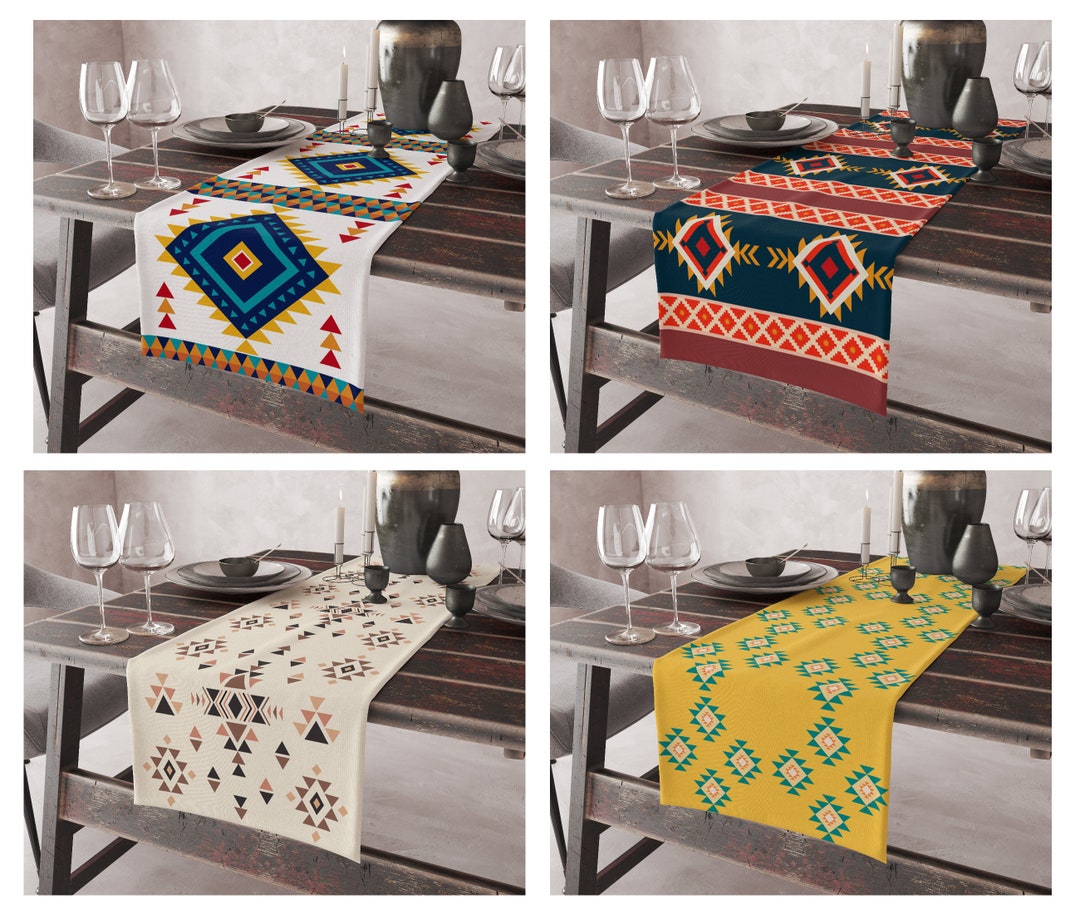Boho Table Runner|aztec Ethnic Table Cloth|navajo Kitchen Decor|vintage ...