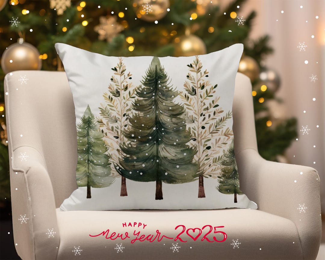 Christmas Pine Tree Pillow Cover, Xmas Tree Throw Pillow, Winter ...