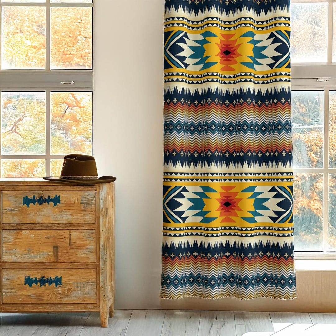 Southwest Pattern Curtain Panel, Southwestern Decor, Western Curtains ...
