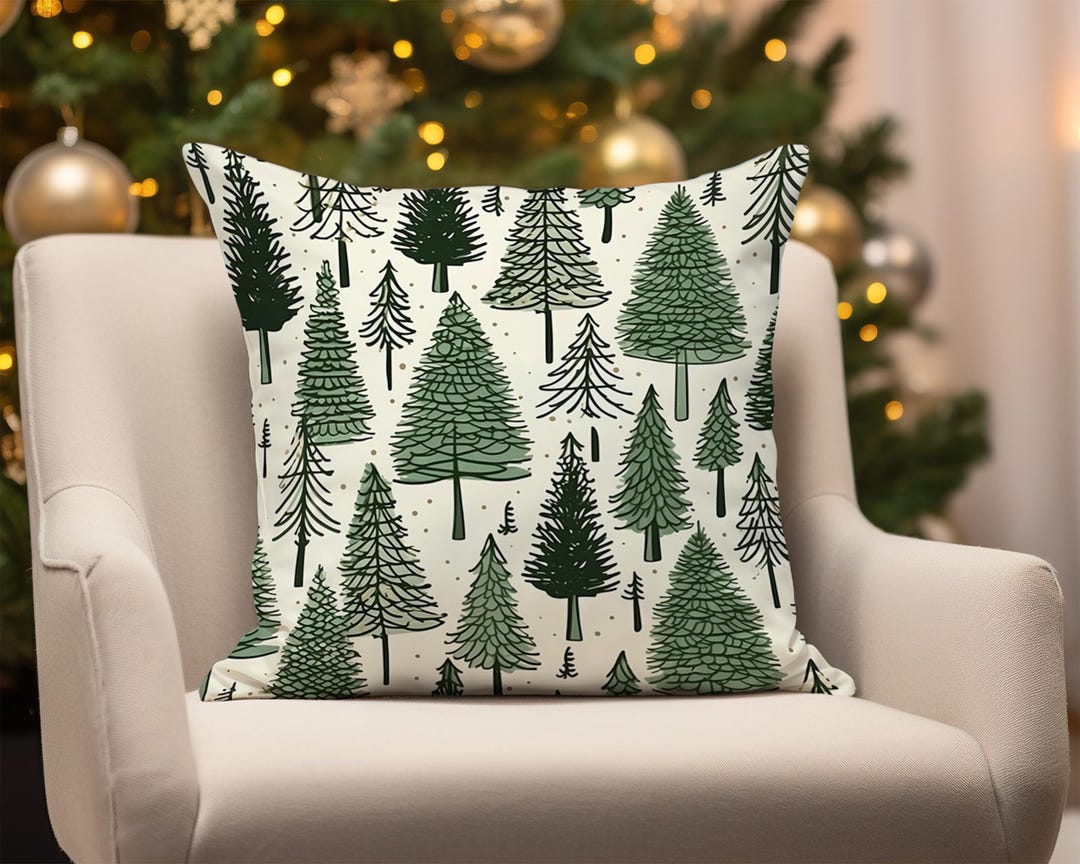 Winter Pine Tree Pillow Cover, Christmas Tree Throw Pillow, Xmas ...