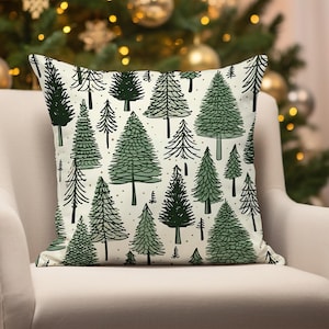 Winter Pine Tree Pillow Cover, Christmas Tree Throw Pillow, Xmas ...