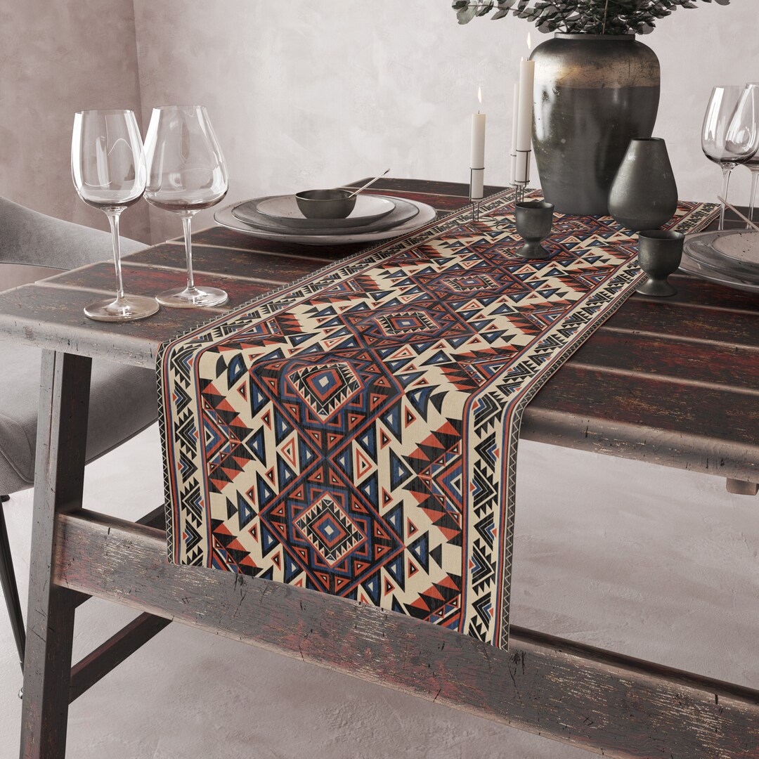 Rug Design Table Runner|brick Color Southwestern Table Centerpiece ...