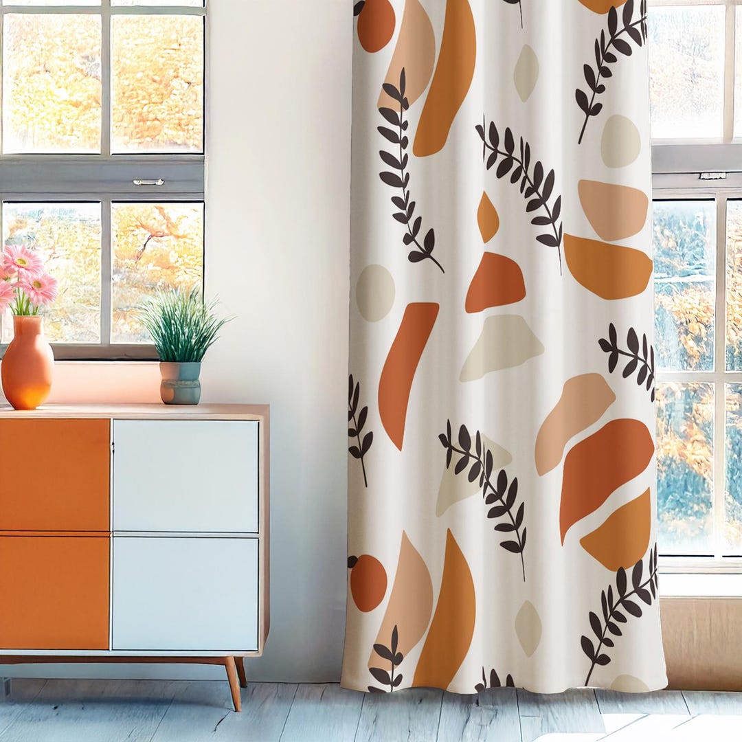 Abstract Curtain Panel, Minimalist Drapery Panel, Modern Window ...