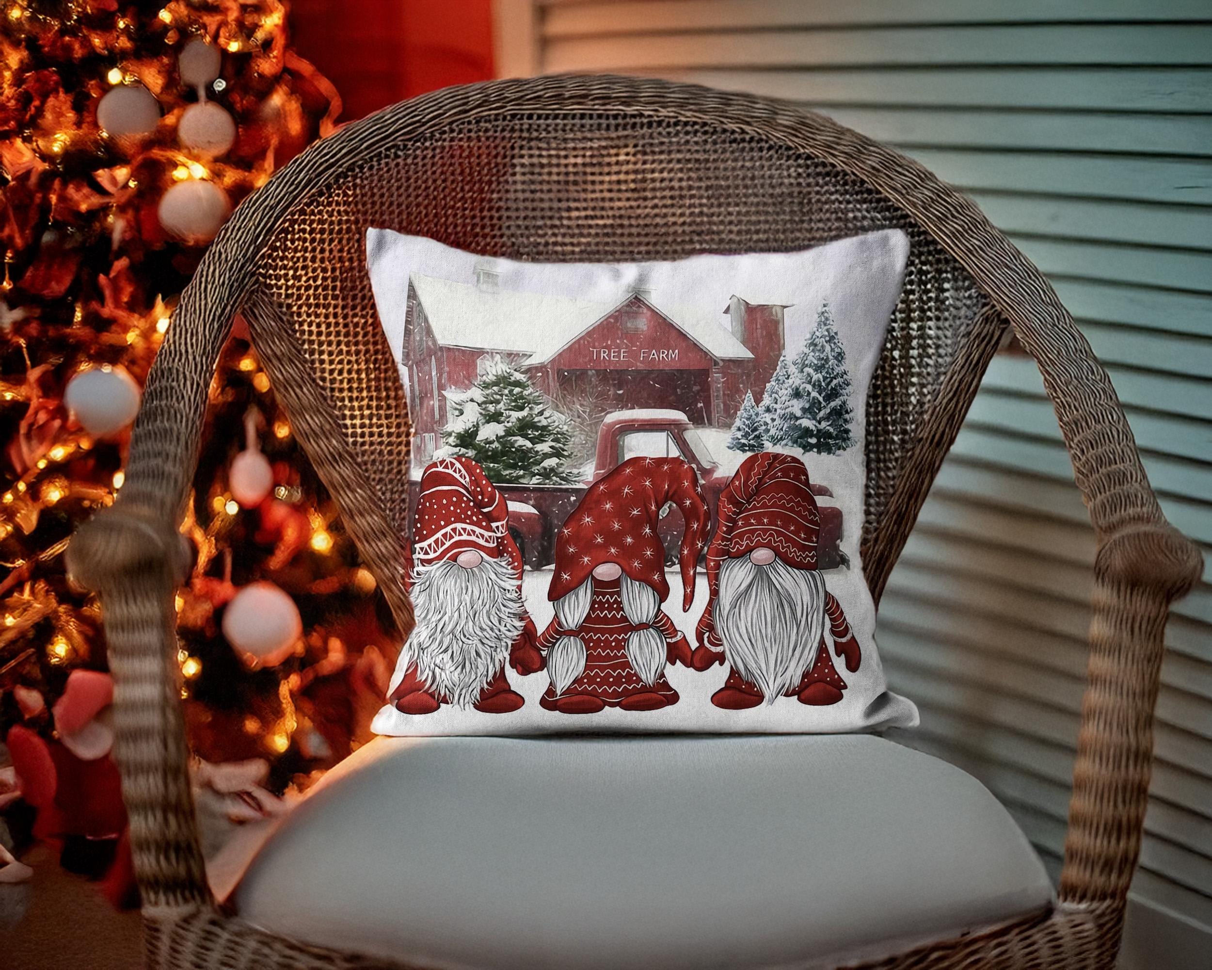 Christmas Gnomes Throw Pillow Cover, Noel Gnome Cushion Case, Xmas ...