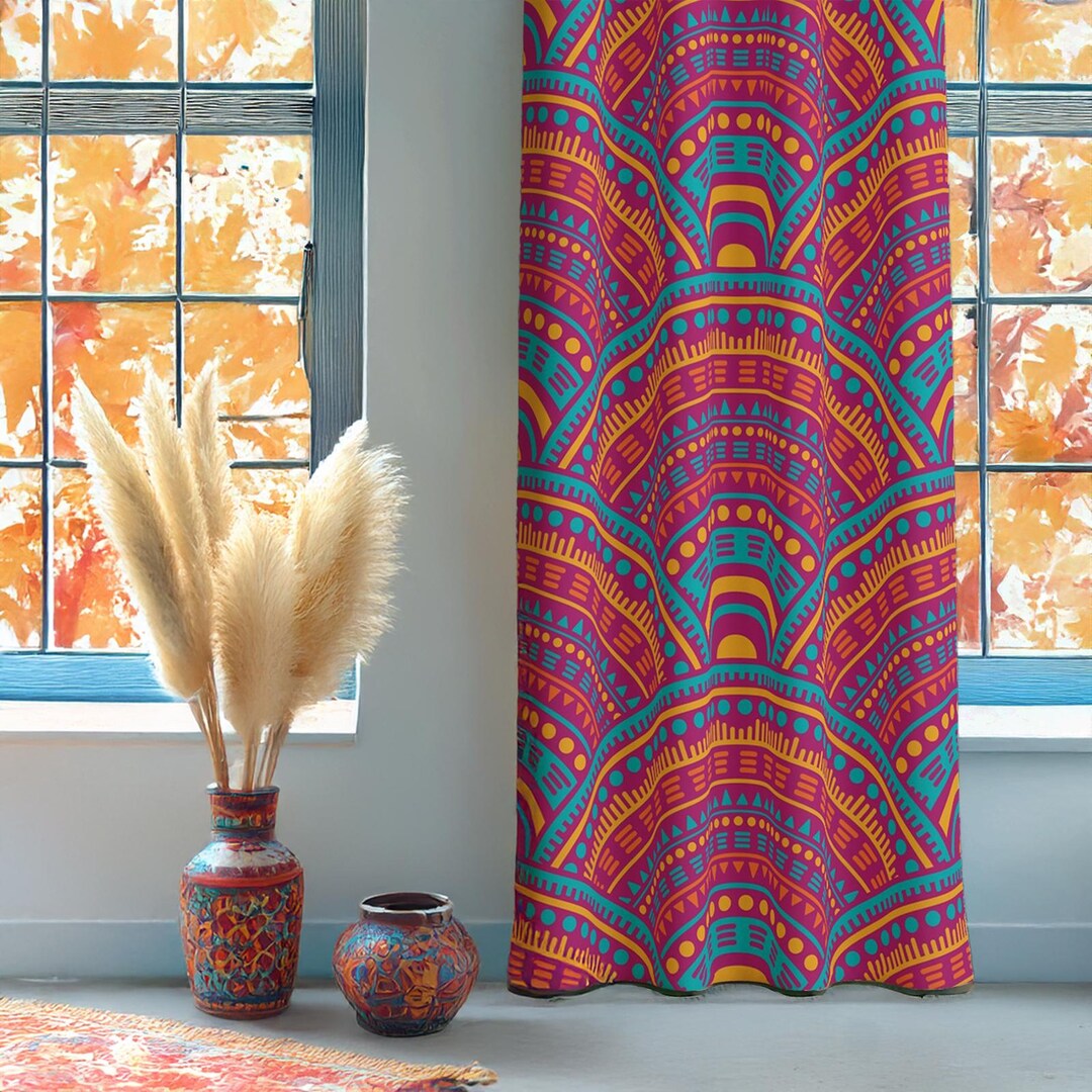 Boho Ethnic Curtain Panel, Tribal Drapery Panel, Authentic Window ...