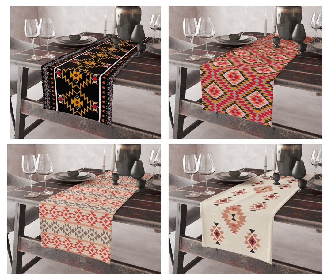 Authentic Table Runner, Brick Color Southwestern Tablecloth, Rug Design ...