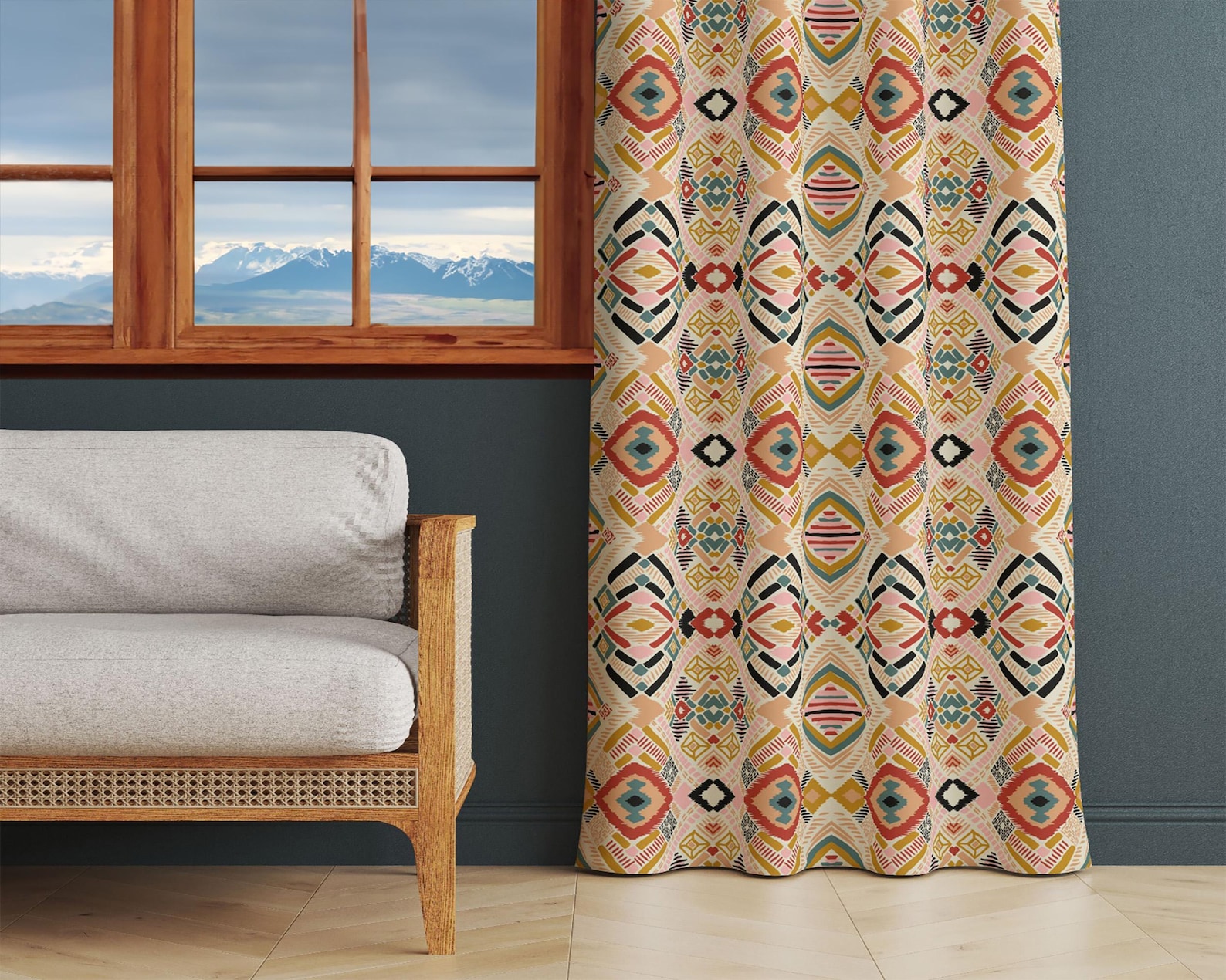Navajo Curtains Panel, Indigenous Style Drapes, Tribal Curtains Set ...