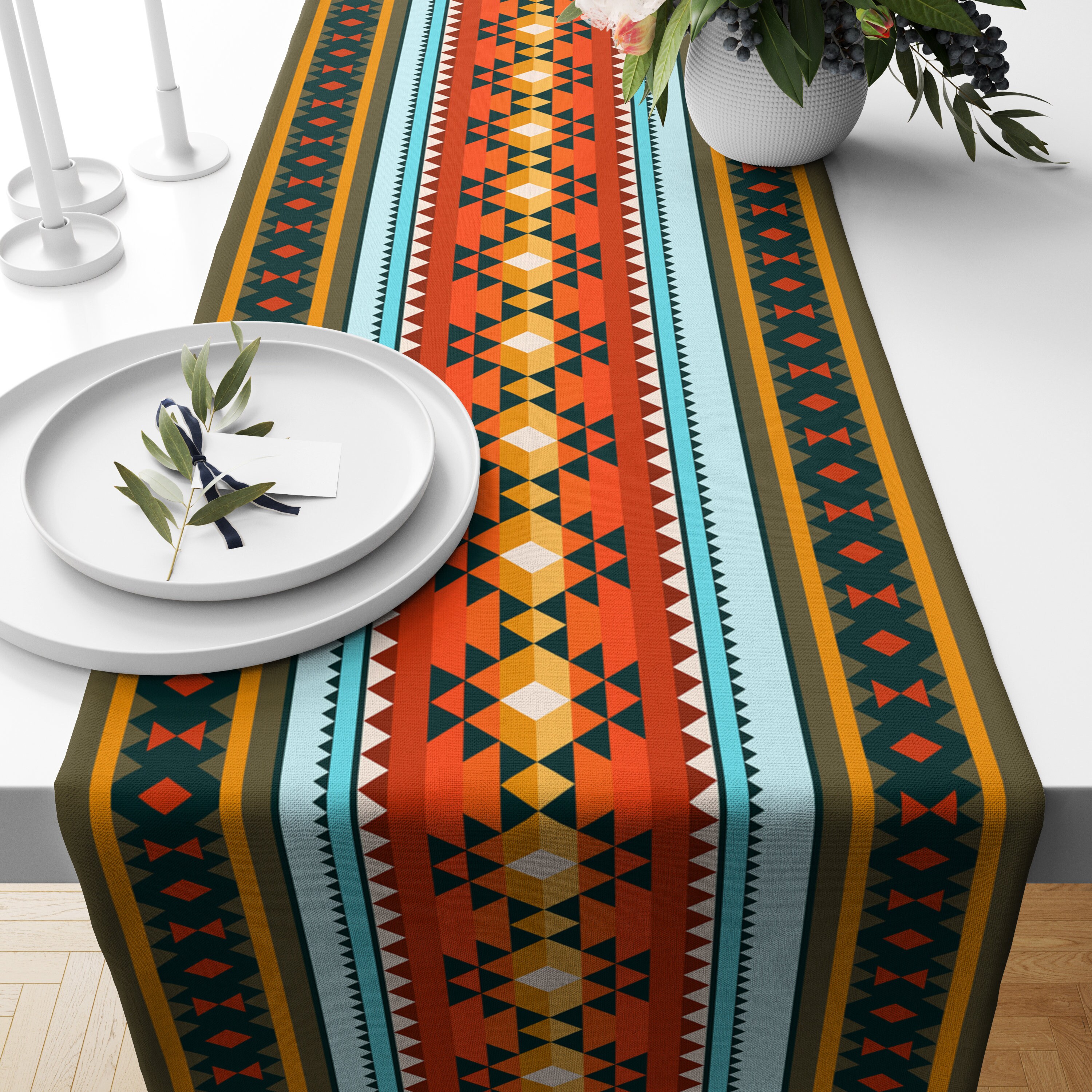 Rug Design Table Runner,native American Table Cloth,southwestern Table ...
