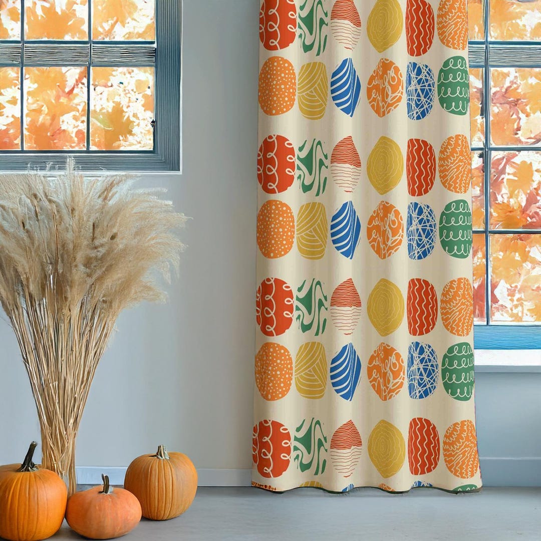 Colorful Ethnic Curtain, Multicolor Boho Drapery Panel, Modern Living ...