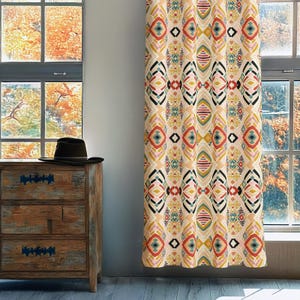 Navajo Curtains Panel, Indigenous Style Drapes, Tribal Curtains Set ...