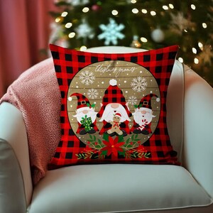 Christmas Gnomes Throw Pillow Cover, Noel Gnome Cushion Case, Xmas ...