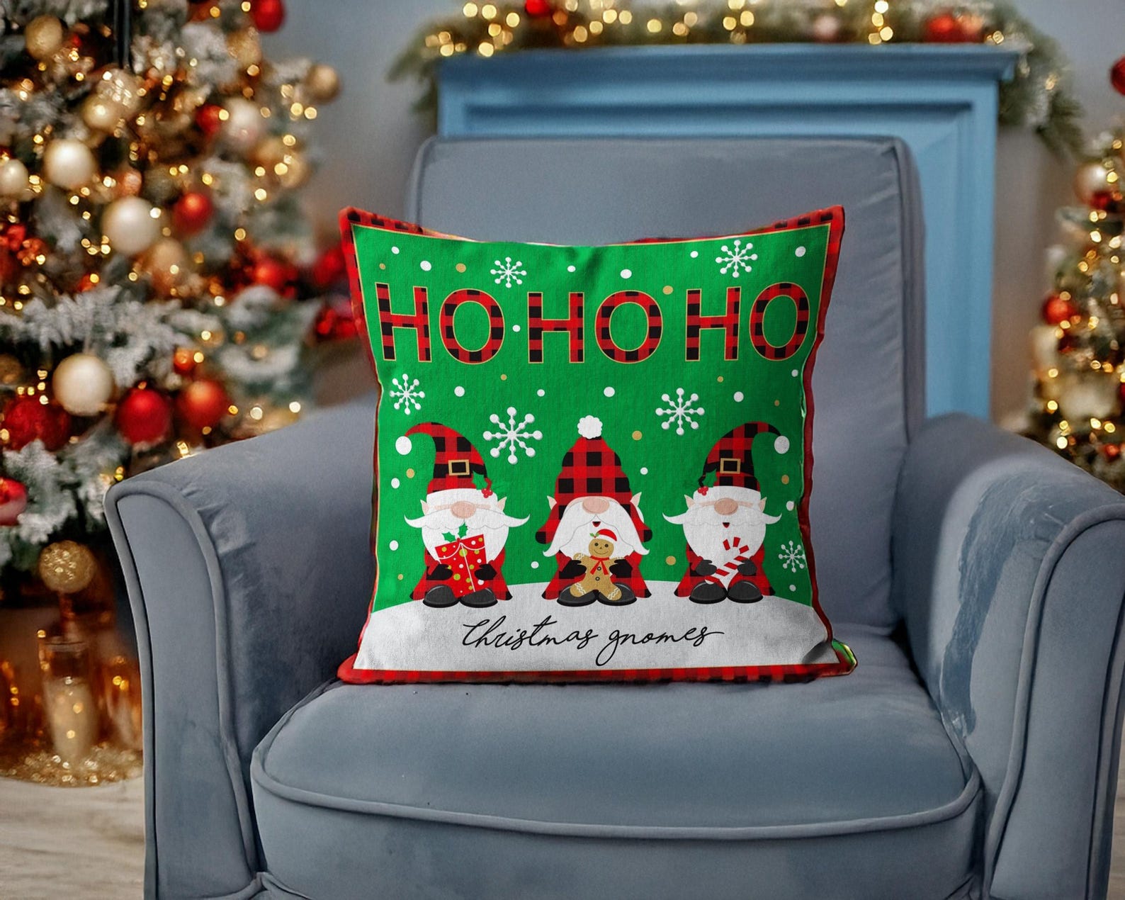 Christmas Gnomes Throw Pillow Cover, Noel Gnome Cushion Case, Xmas ...