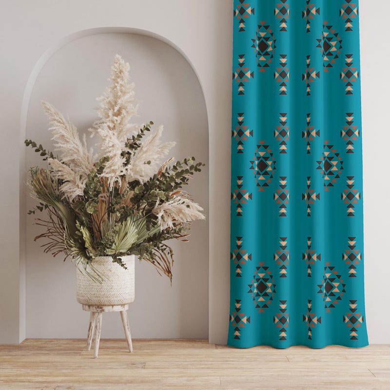 Turquoise Curtains - Etsy UK