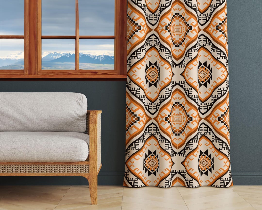Indigenous Curtains, Native Pattern Curtains, Cultural Window Treatment ...