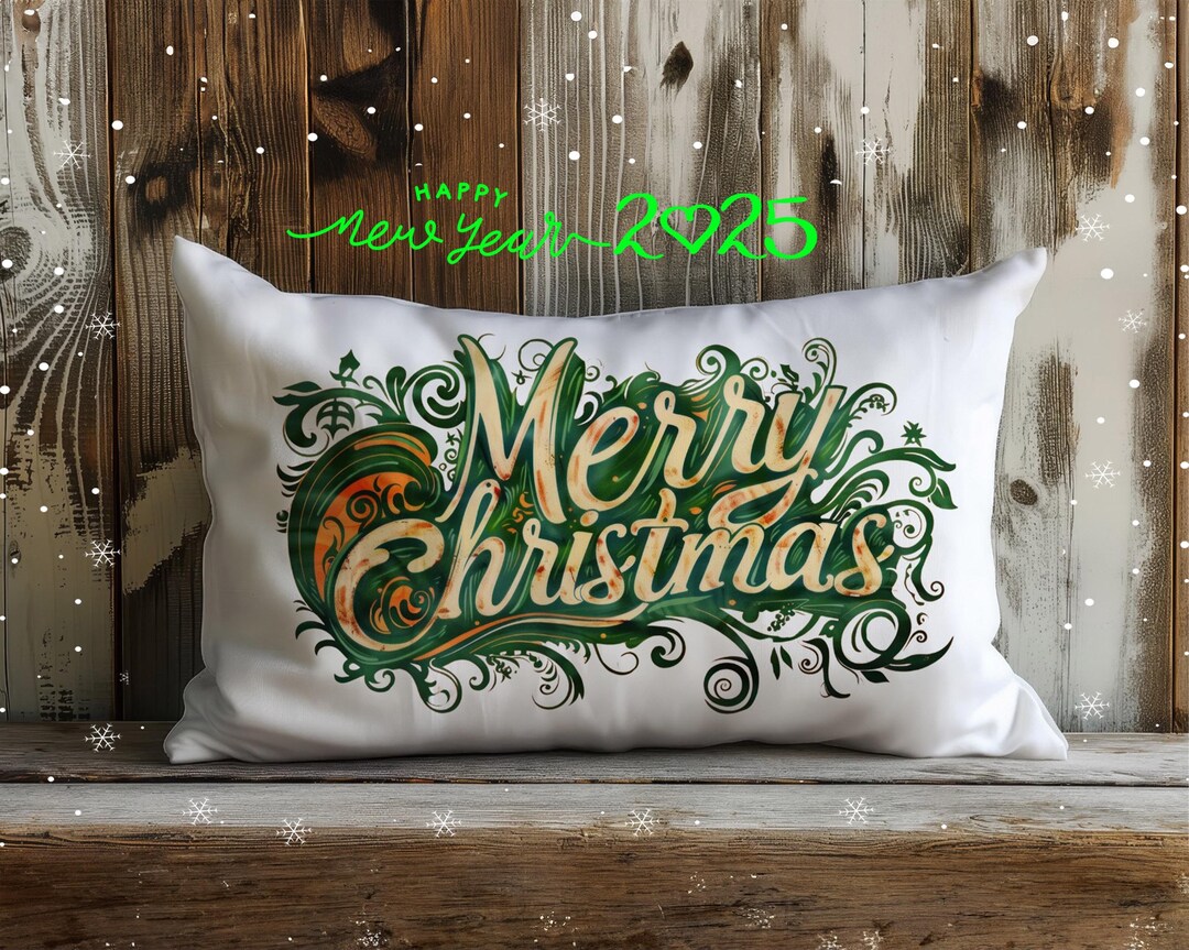 Merry Christmas Lumbar Throw Pillow, Merry Xmas Cushion Case, Holiday ...