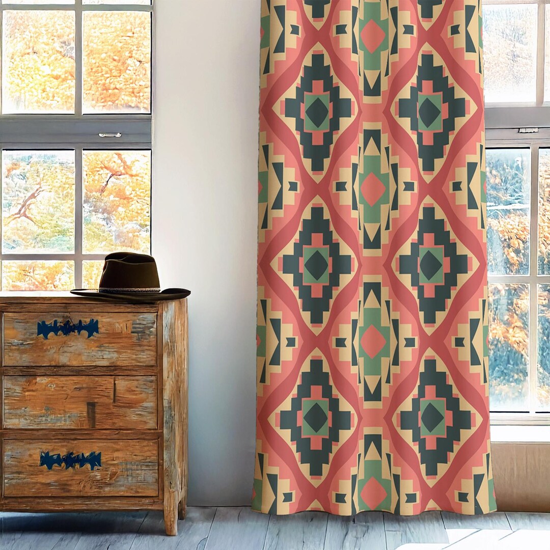 Southwest Drapes Panel, Southwestern Window Treatment, Western Window ...