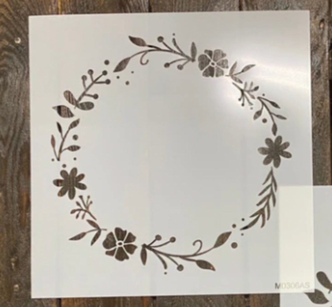 Floral and Leaf Wreath Stencil * Muddaritaville Reusable Mylar Stencil ...