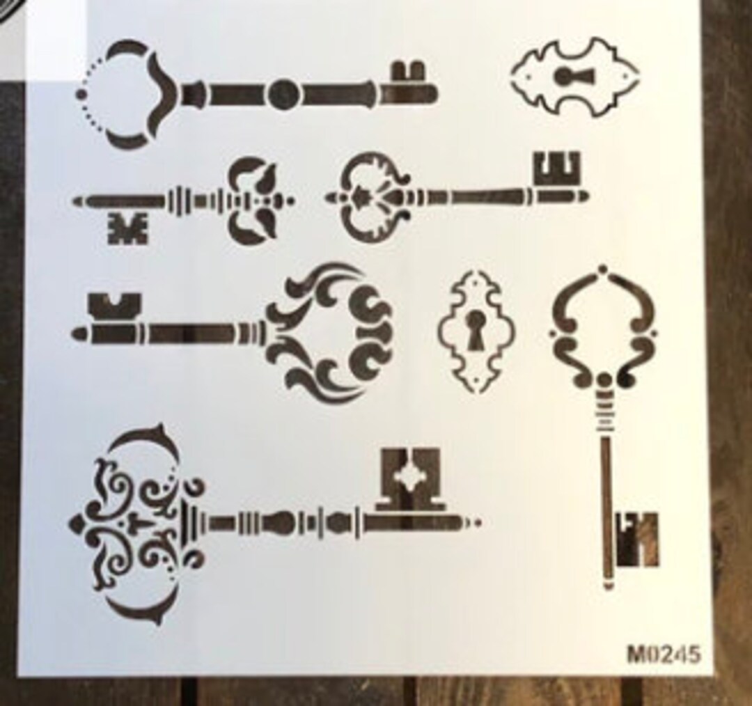 Skeleton Key Stencil * Mylar Reusable Six Keys and Two Keyholes for ...