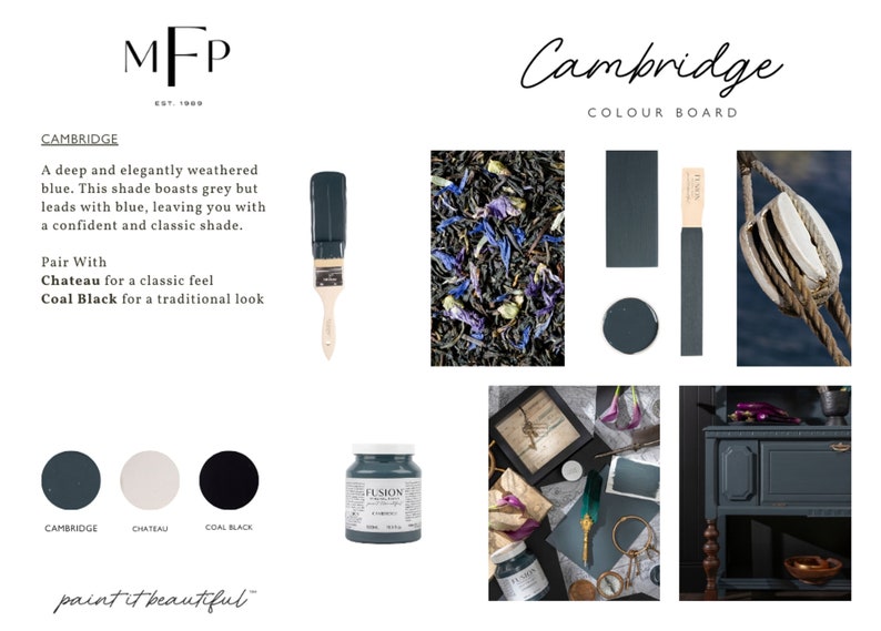 Cambridge Fusion Mineral Paint Pint *dark Blue Teal No Wax All-in-one ...
