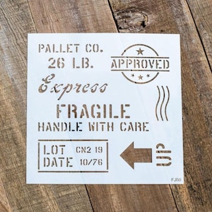 Shipping Crate Stamp Stencil Funky Junk Crate Labels Arrow Fragile ...