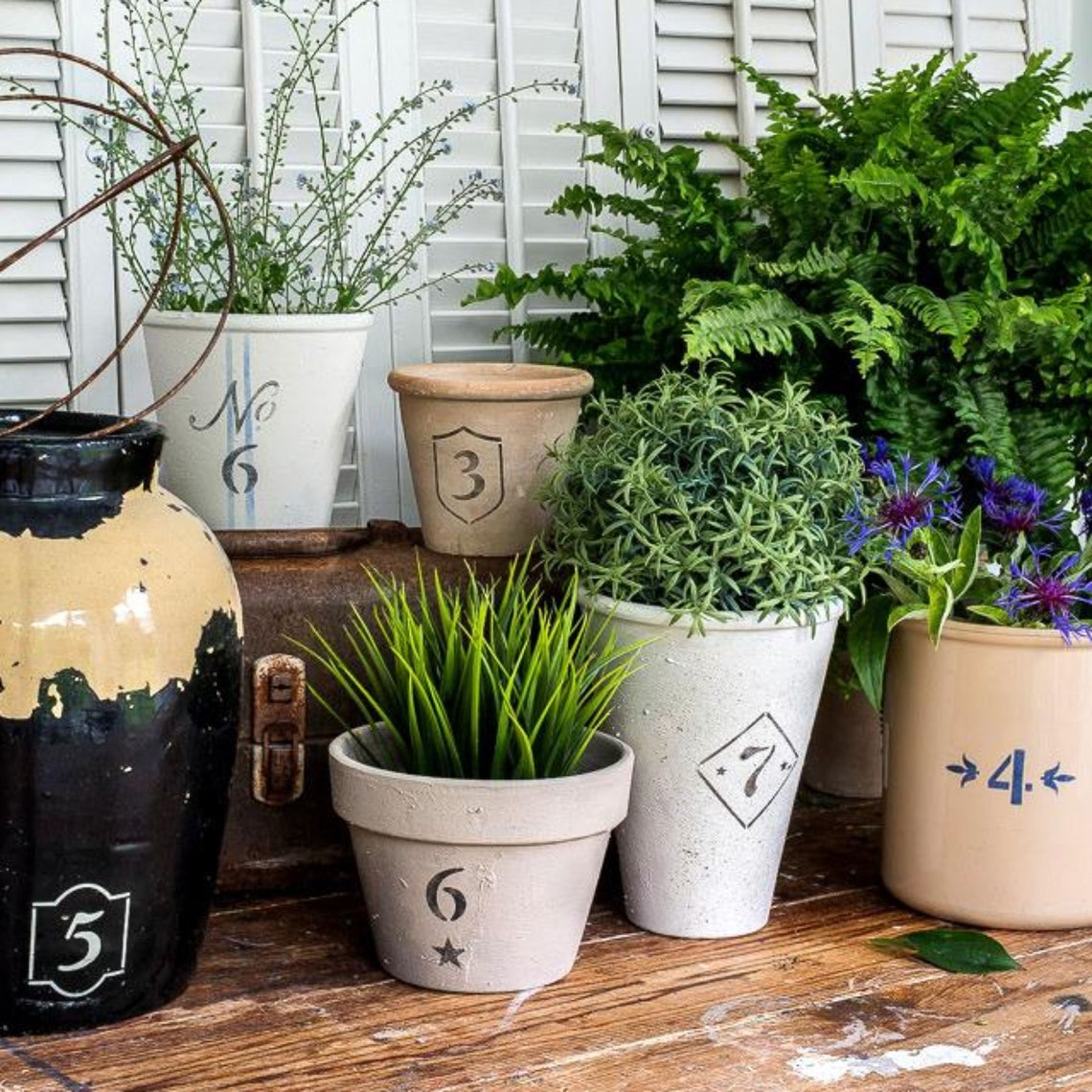 Vintage Crock Numbers Reusable Mylar Stencil Numbered Pots Raised ...