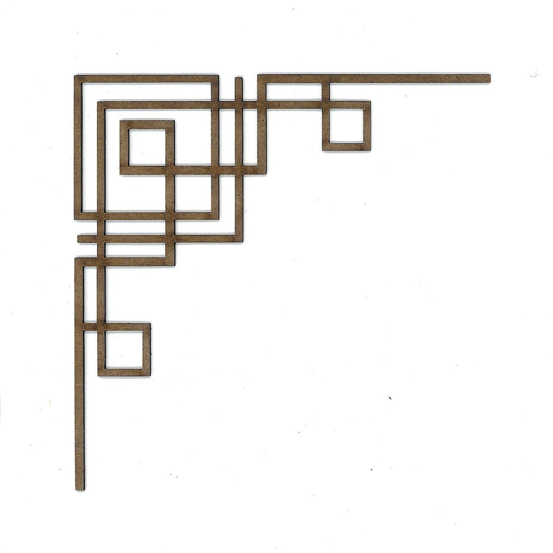 Square Geometric Polyonlay Corner * GC105 Laser Cut Wood Applique Set ...