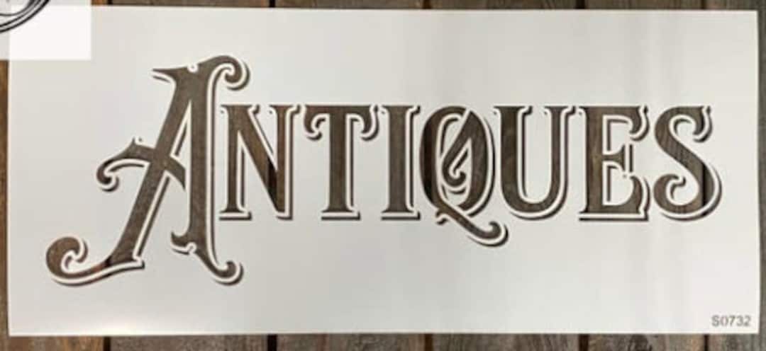 Antiques Sign Stencil * Mylar Reusable Stencil of Vintage Typography ...