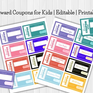 Reward Coupon Book for Kids Printable, Mom Bucks, Custom Coupon Book ...