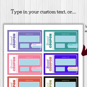 Reward Coupon Book for Kids Printable, Mom Bucks, Custom Coupon Book ...