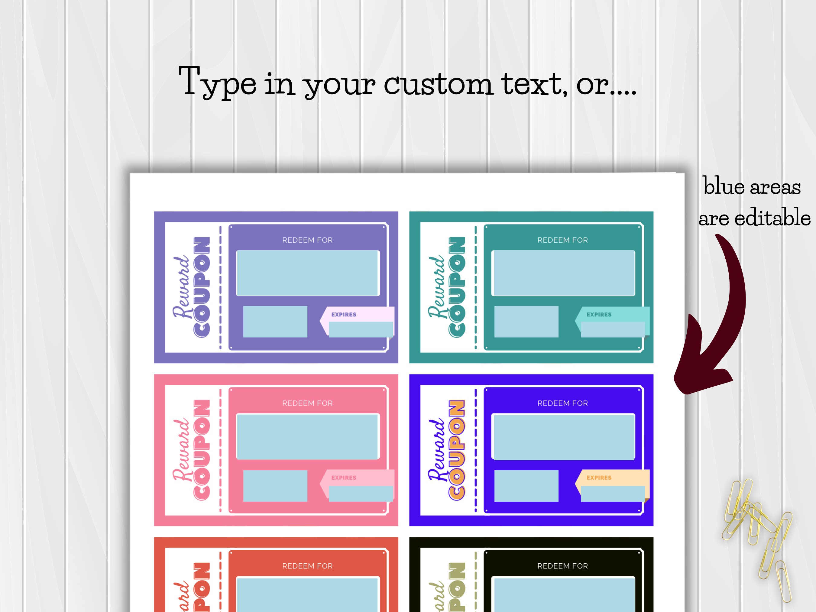 Reward Coupon Book for Kids Printable, Mom Bucks, Custom Coupon Book ...