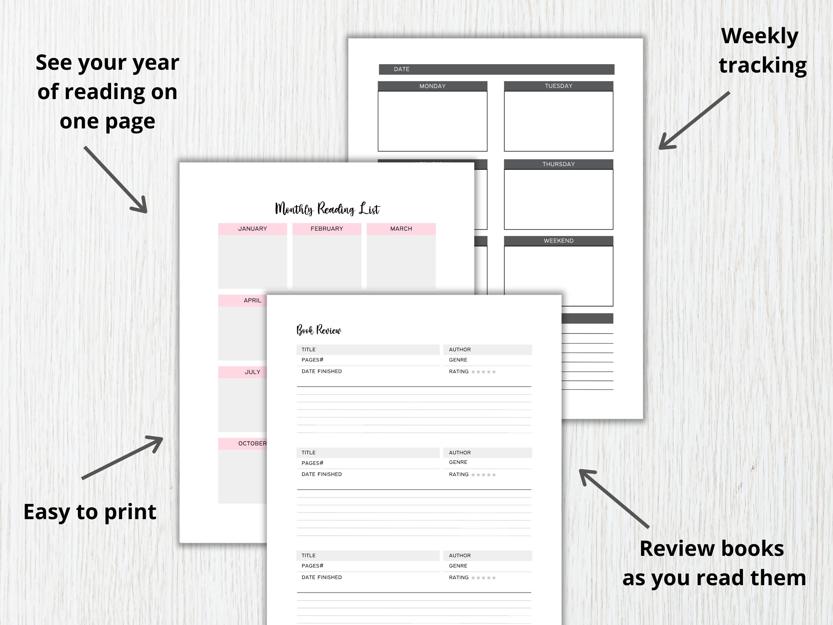 Book Review Journal Printable, Reading Planner Journal, Book Tracker ...