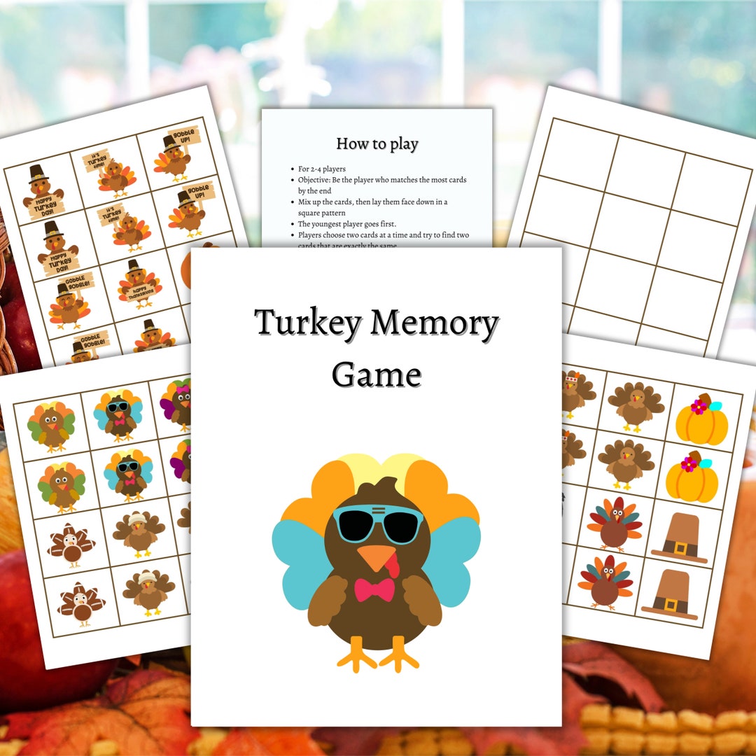 Thanksgiving Memory Game Printable, Friendsgiving, Thanksgiving Games ...