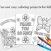 Printable Coloring Thank You Cards for Kids, Stationery Set, Color Your ...