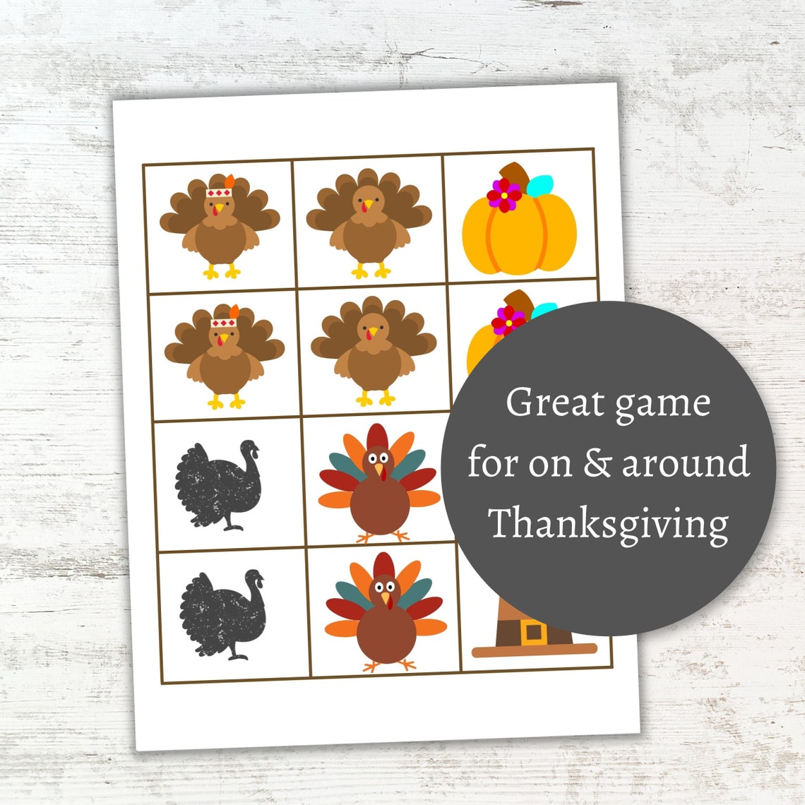 Thanksgiving Memory Game Printable, Friendsgiving, Thanksgiving Games ...