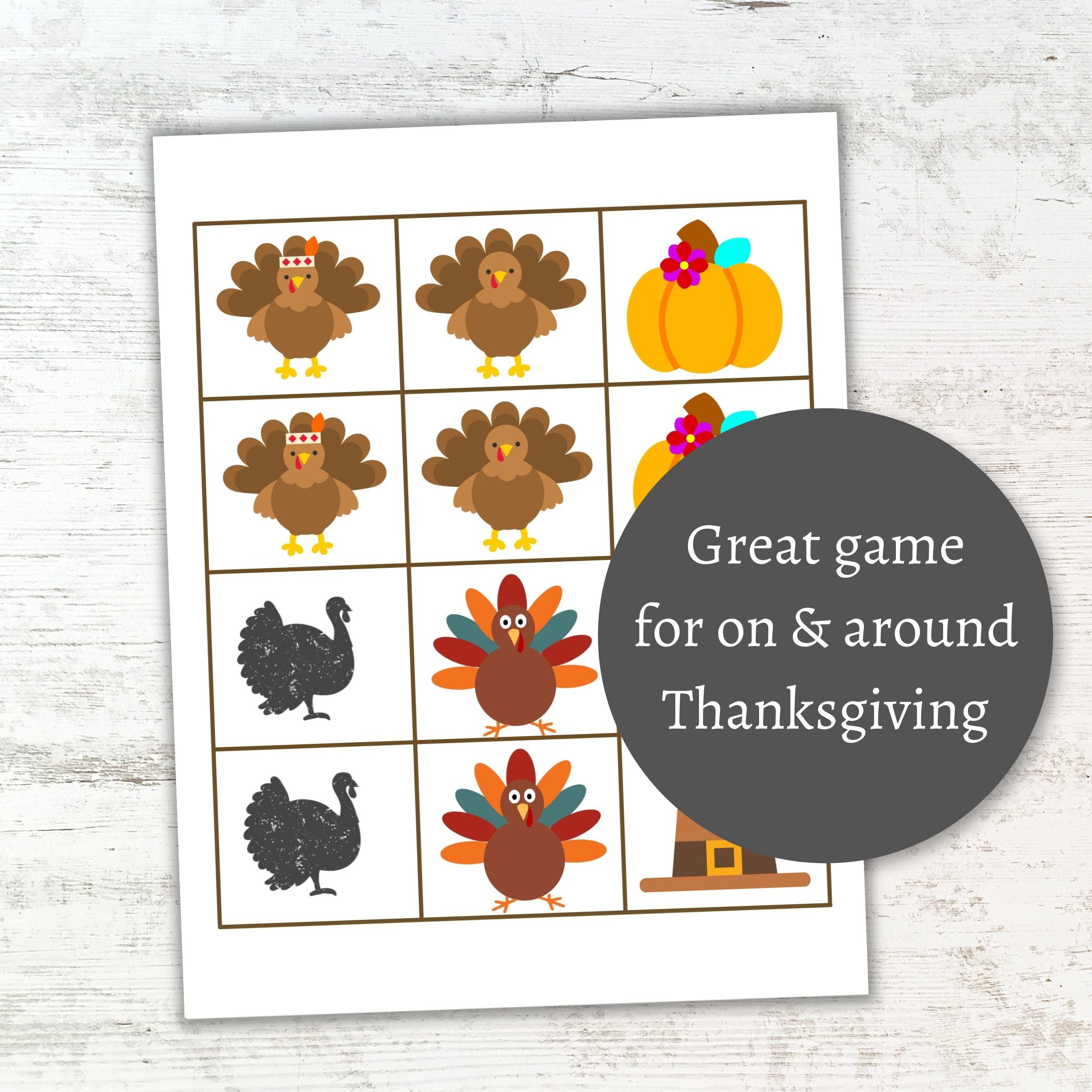Thanksgiving Memory Game Printable, Friendsgiving, Thanksgiving Games ...
