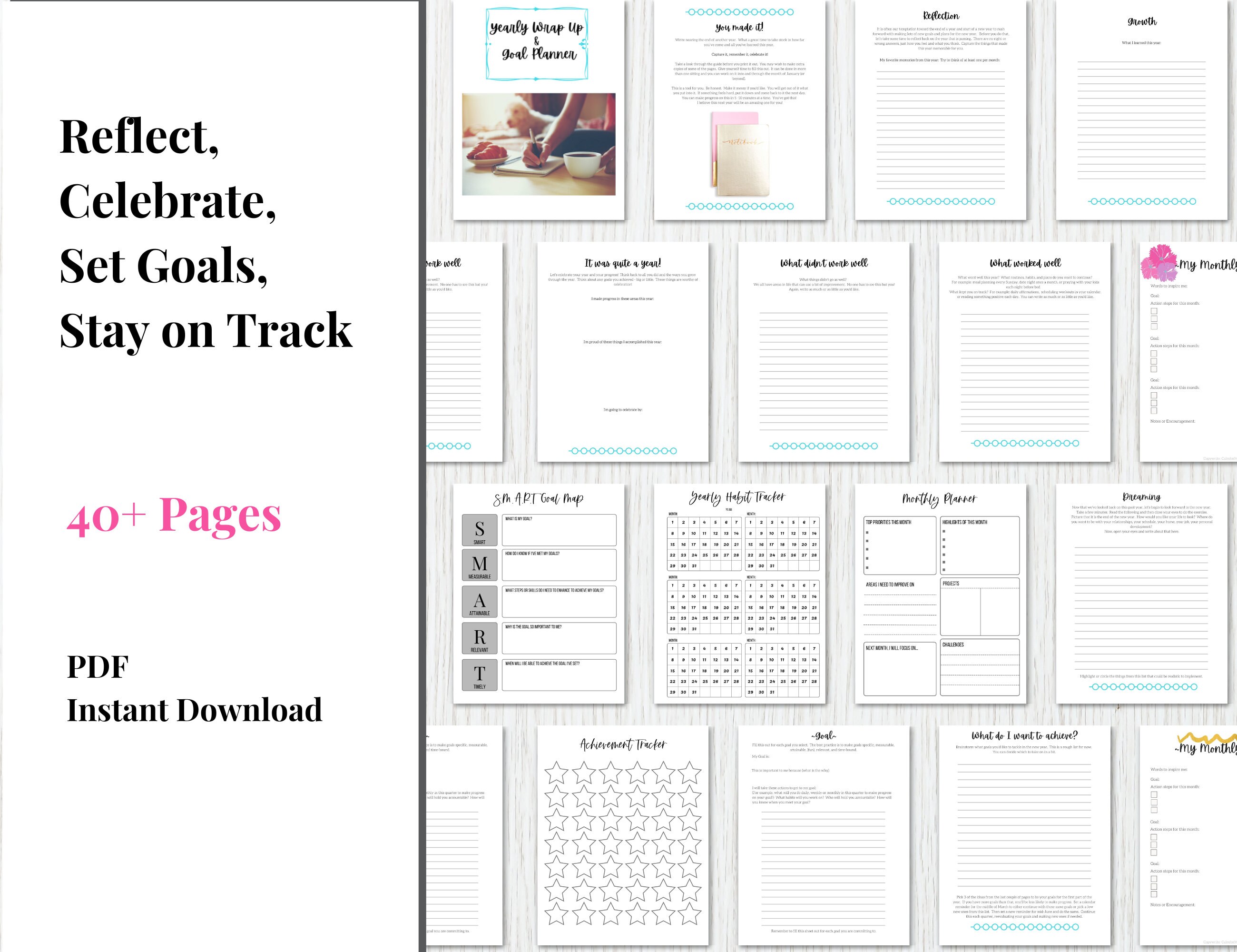 Goal Journal Goal Planner Printable Yearly Wrap up Workbook - Etsy