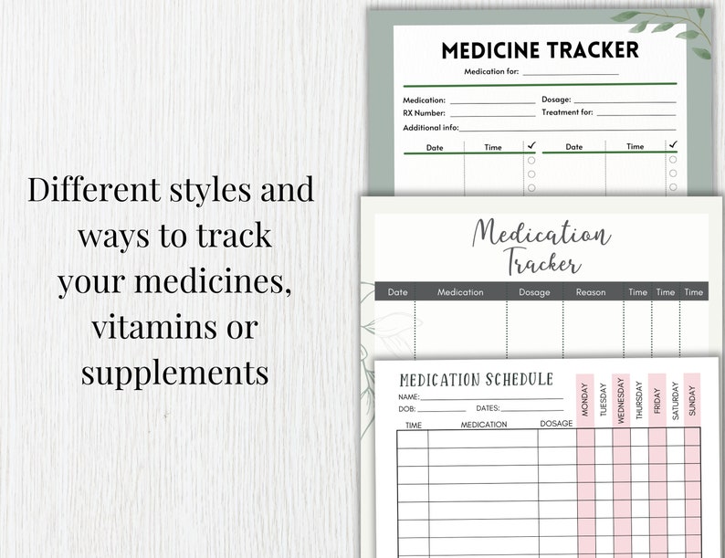 Medicine Trackers, Medication Log Printables, Medication Template ...