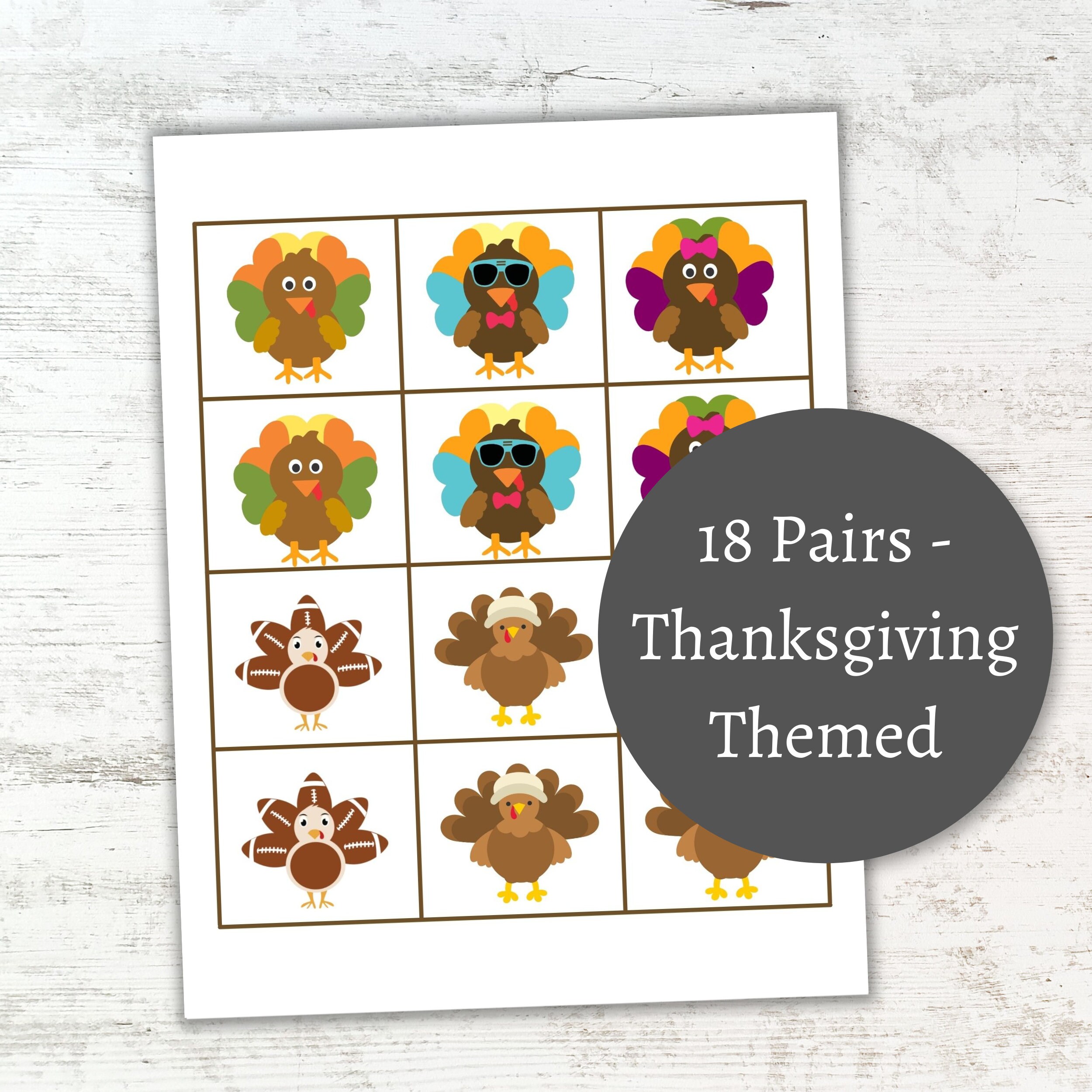 Thanksgiving Memory Game Printable, Friendsgiving, Thanksgiving Games ...