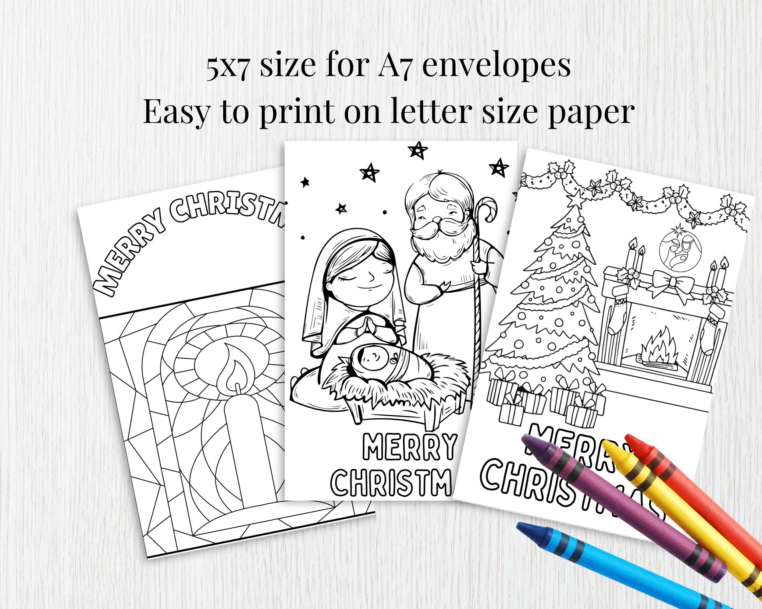 Christian Christmas Coloring Card, Printable Coloring Christmas Card ...