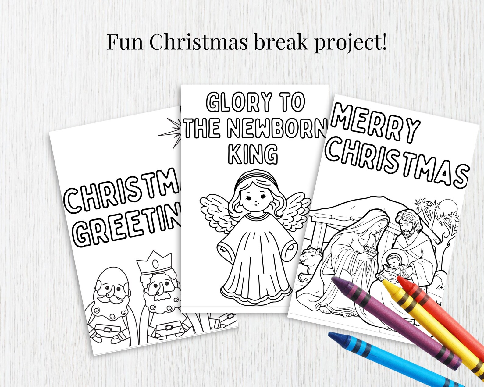 Christian Christmas Coloring Card, Printable Coloring Christmas Card ...