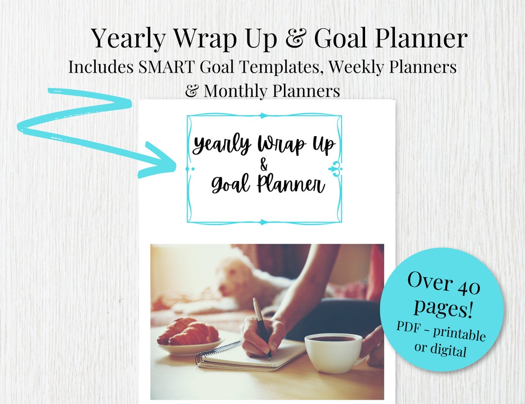 Goal Journal, Goal Planner Printable, Yearly Wrap up Workbook, SMART ...