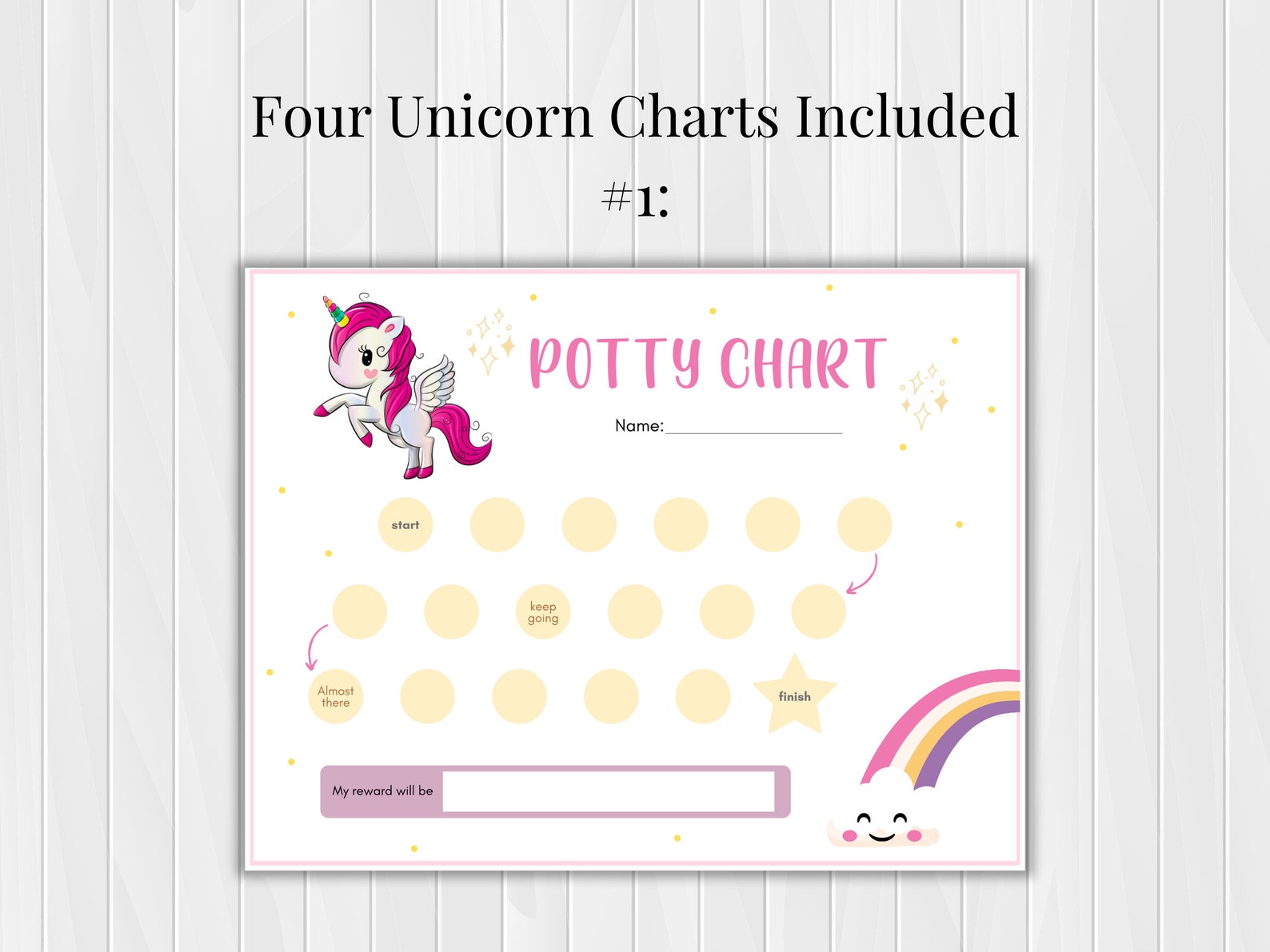Unicorn Potty Training Chart, Potty Chart Printable Bundle for Toddler ...