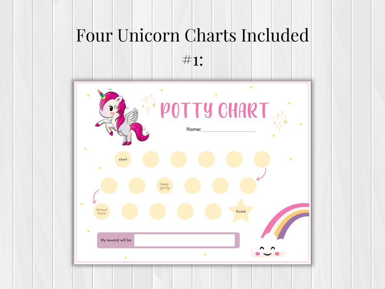 Unicorn Potty Training Chart, Potty Chart Printable Bundle for Toddler ...