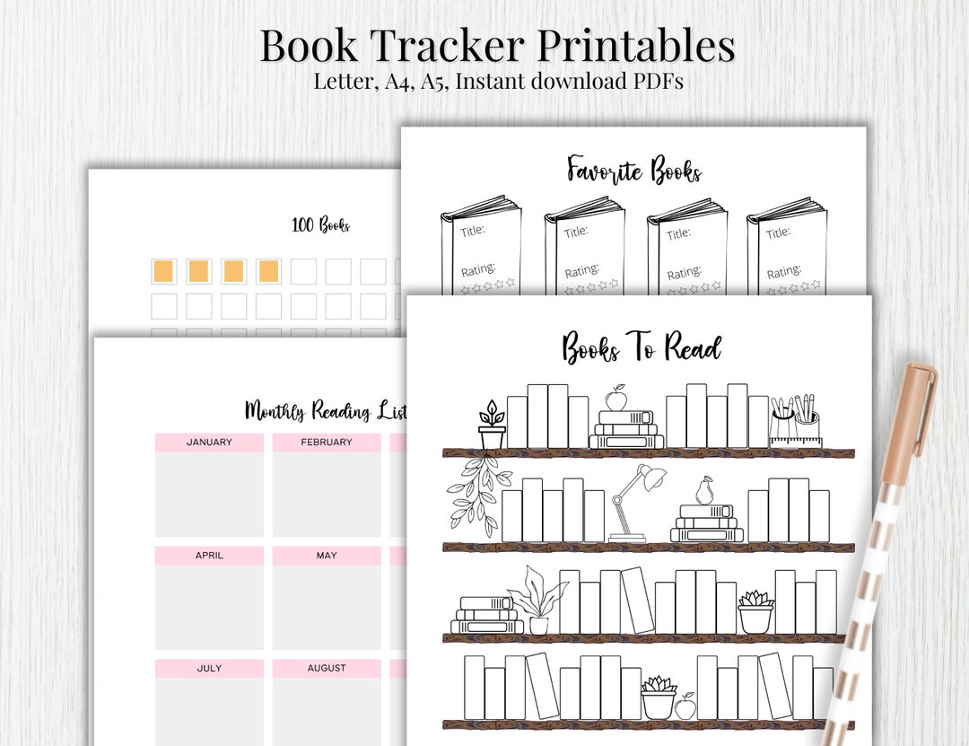 Book Tracker Printable, Reading Tracker, Book Log, 100 Books Challenge ...