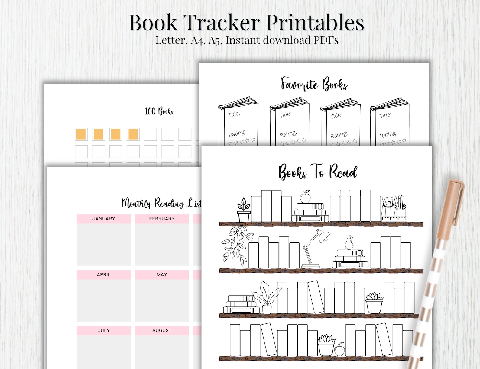 Book Tracker Printable, Reading Tracker, Book Log, 100 Books Challenge ...
