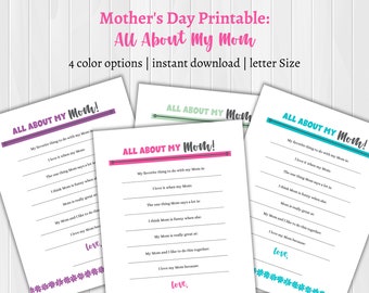 All About My Mom Printable Letter, Gift From Child, Mother's Day Craft ...