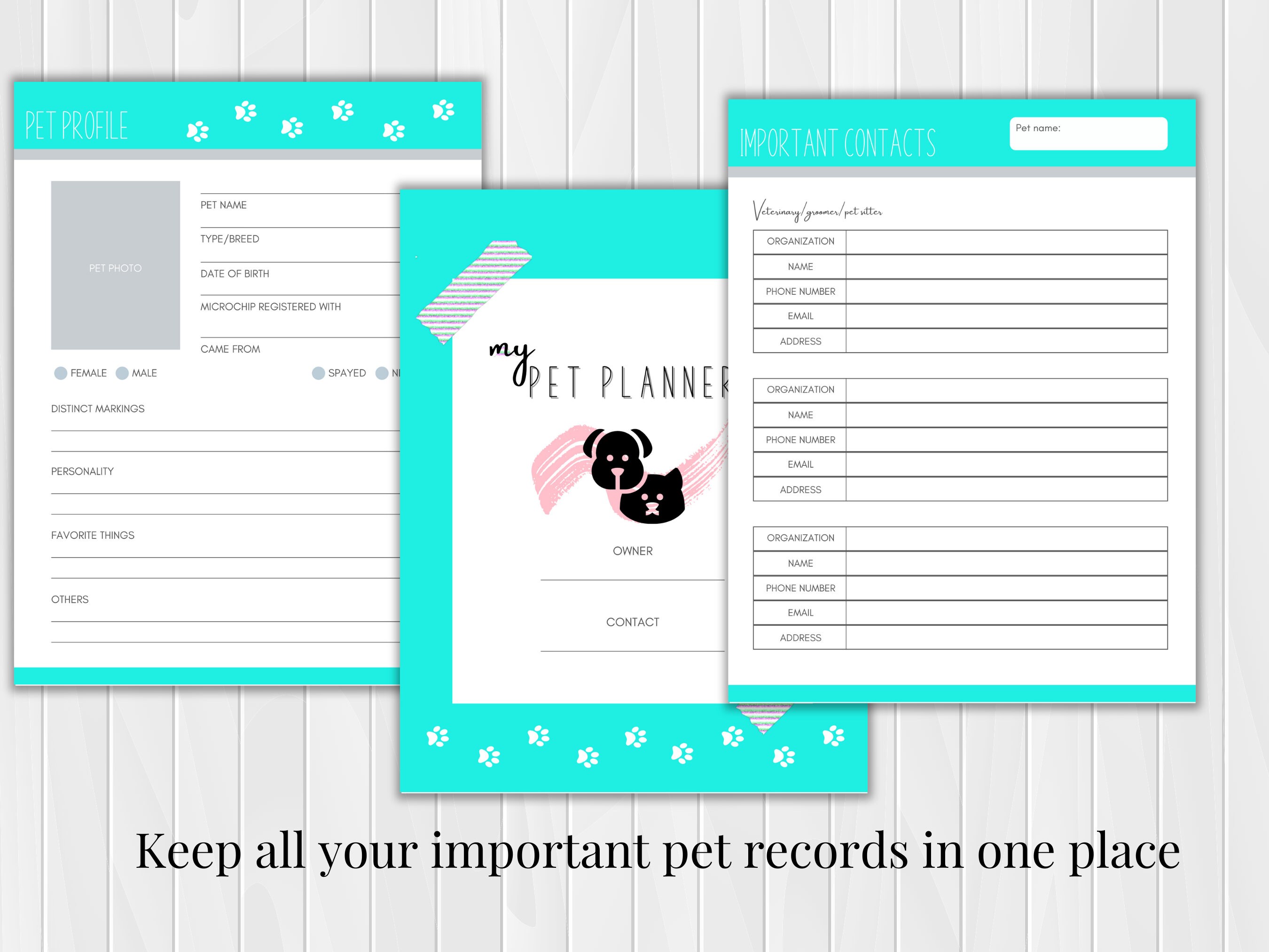 Pet Planner Printable Pet Care Log Pet Sitter Instructions - Etsy